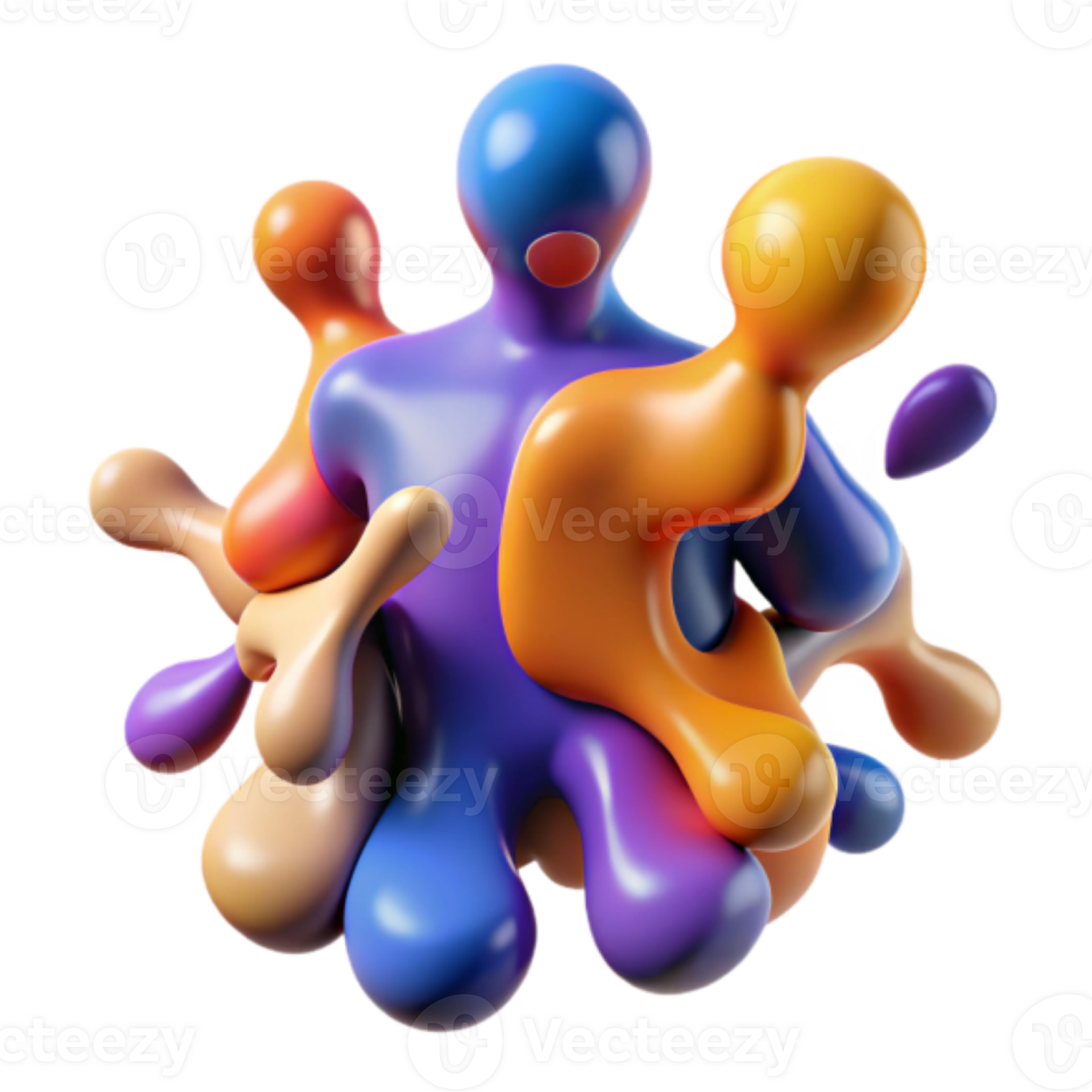 Abstract 3d Render Colorful Fluid Shapes Design Vivid Molten Texture