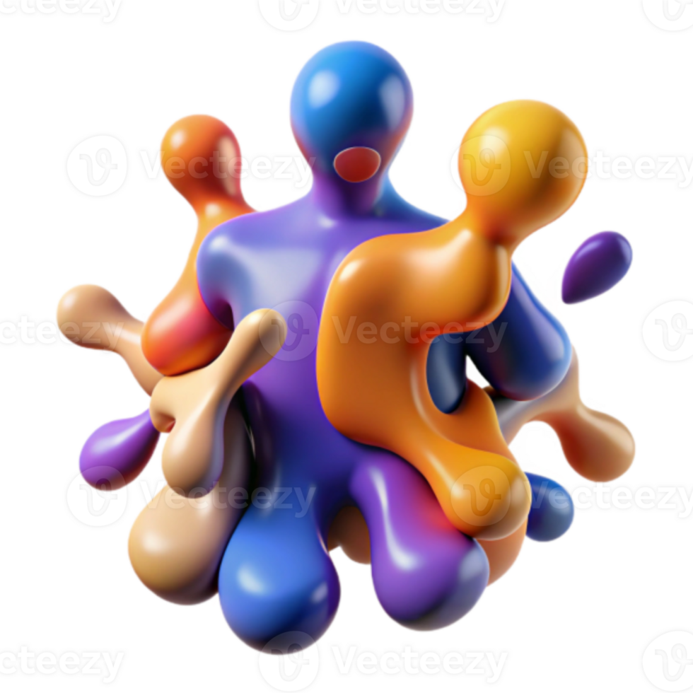 Abstract 3D Render Colorful Fluid Shapes Design, Vivid Molten Texture, Dynamic Swirls, Gradient ...