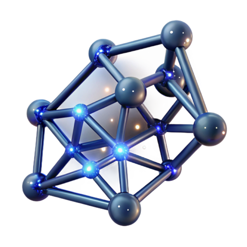 Abstract 3d Render Of A Molecular Structure With Glowing Blue Nodes