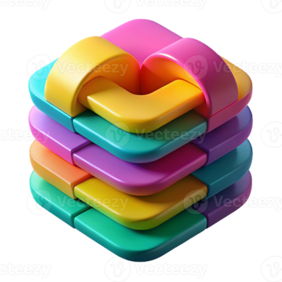 Colorful 3d Abstract Interlocking Square Blocks Illustration 55720175 Png