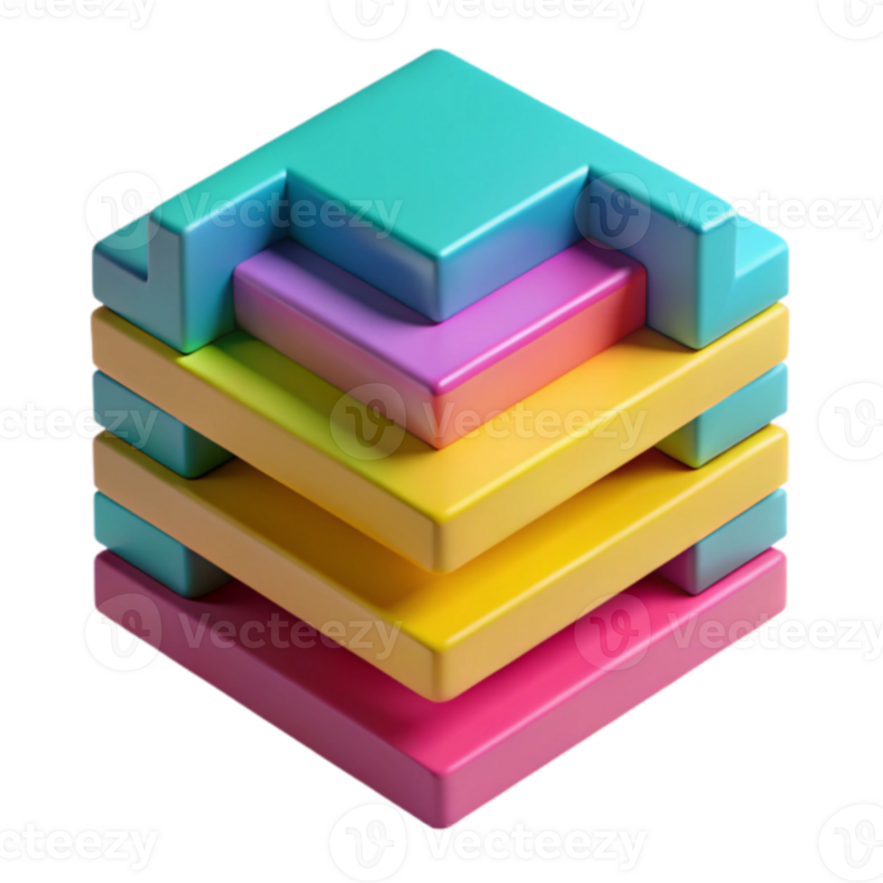 Colorful 3D Abstract Block Structure Illustration 55720176 PNG
