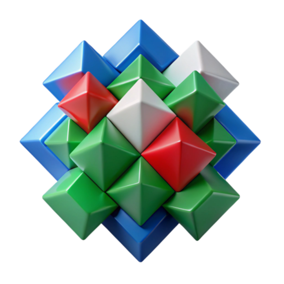 Abstract 3d Rendering Colorful Geometric Shapes Interlocking Cubes Design 55720202 Png