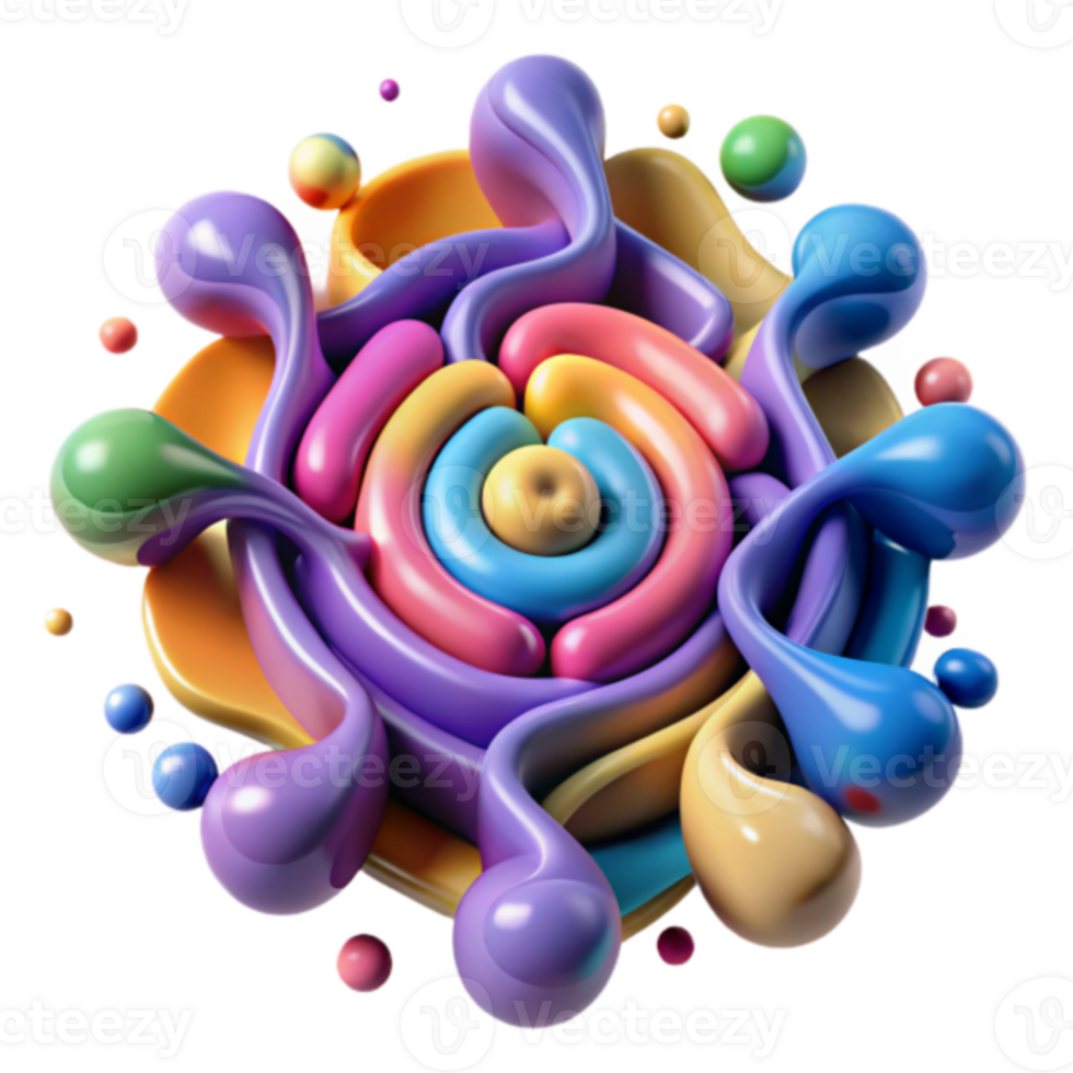 Abstract 3d Render Colorful Swirls And Splashes Graphic Design Element