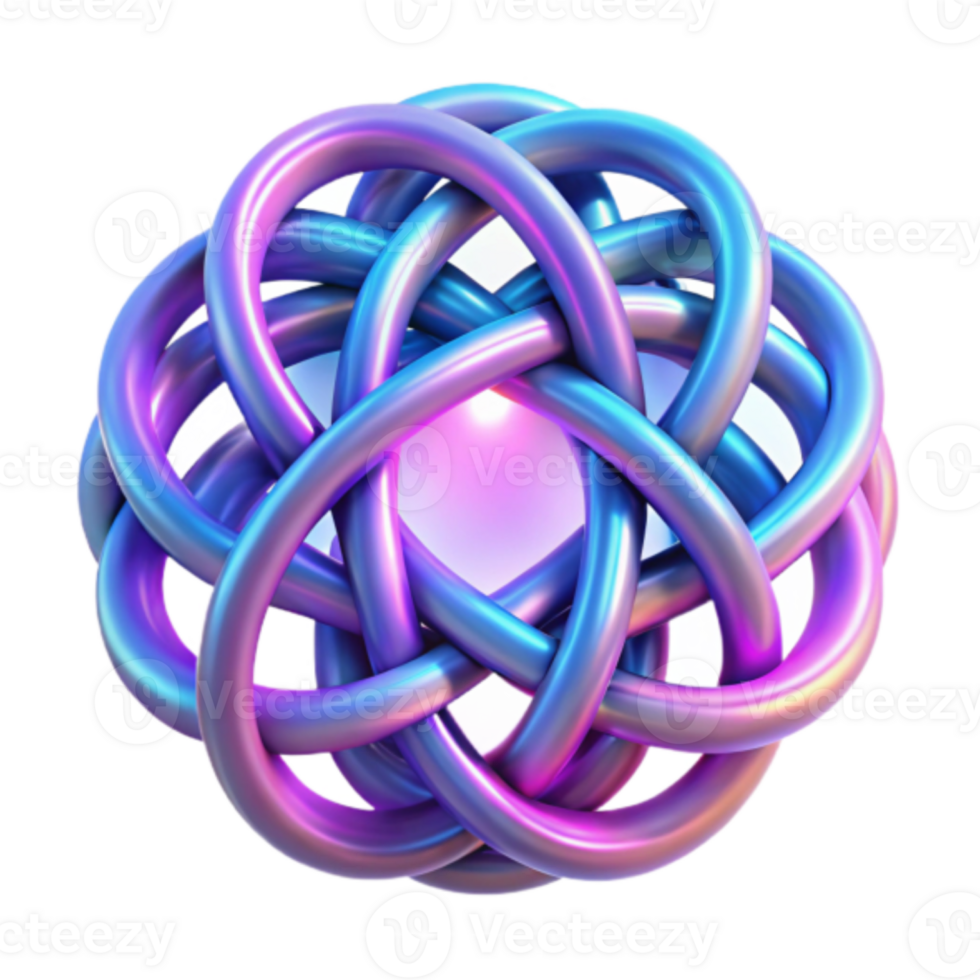 Abstract 3d Render Of Intertwined Iridescent Tubes Knot 55720785 Png