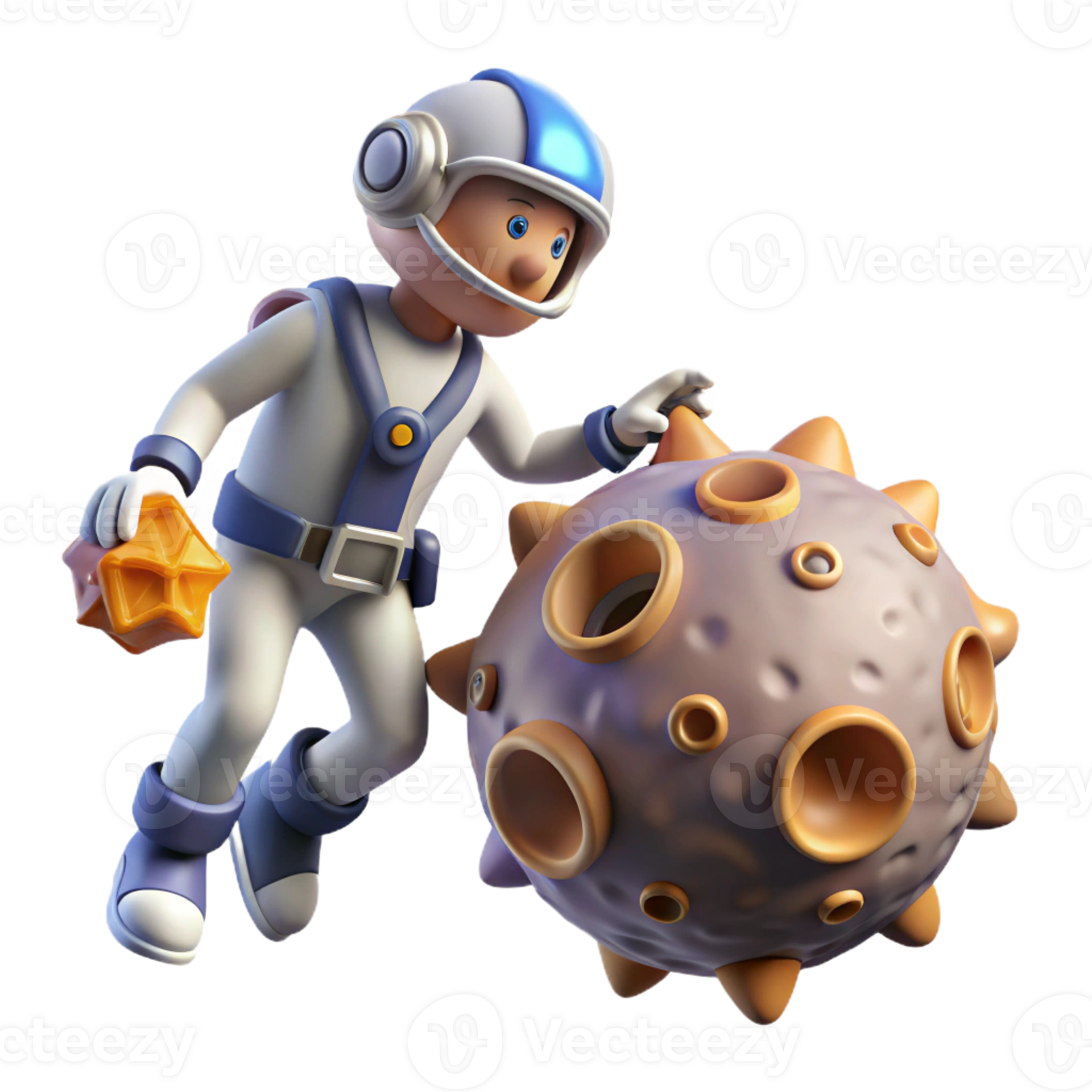 Astronaut And Asteroid In A Cosmic Adventure Of Exploration 55720801 Png