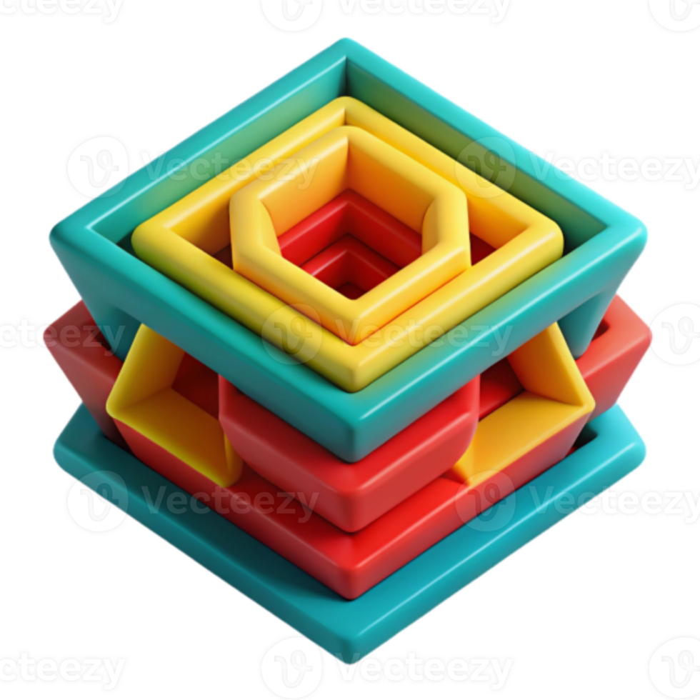 3d Render Colorful Interlocking Cubes Abstract Background Image