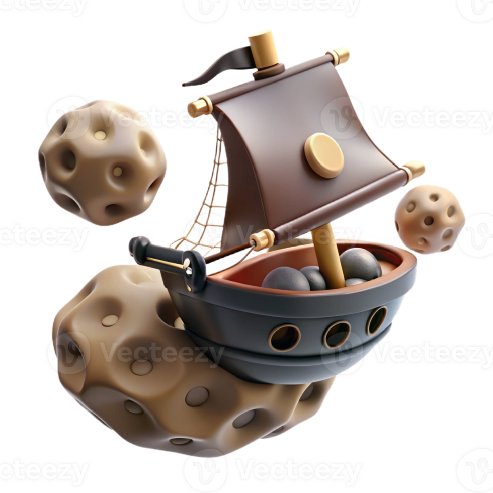 Asteroid Ship Three Dimensional Render in a Futuristic Scene of Exploration 55720892 PNG