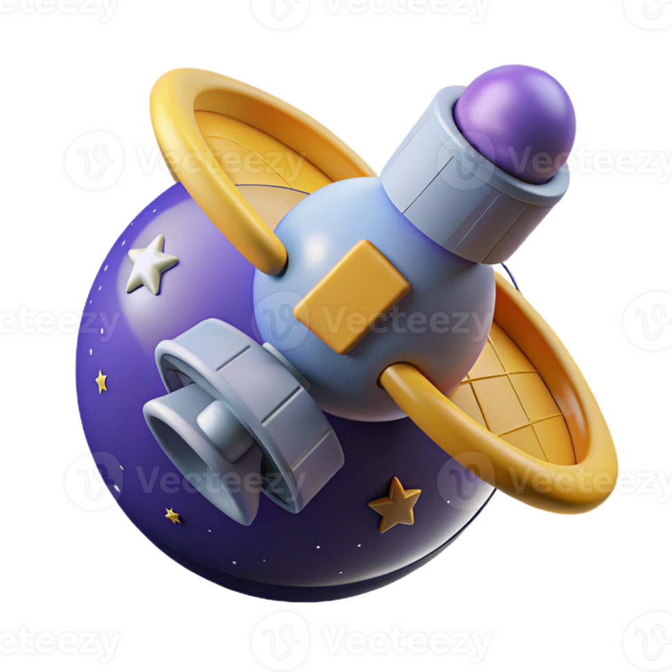 Cute Space Satellite 3d Render A Playful Depiction Of A Satellite Navigating Space Brought To