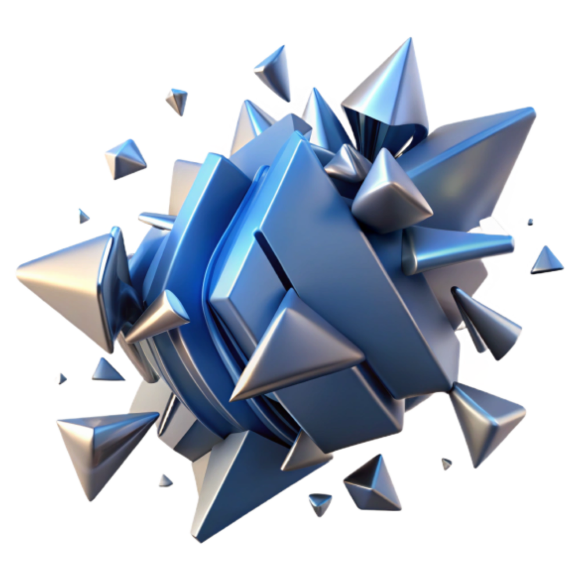 Abstract 3d Render Of Exploding Metallic Geometric Shapes 55721011 Png