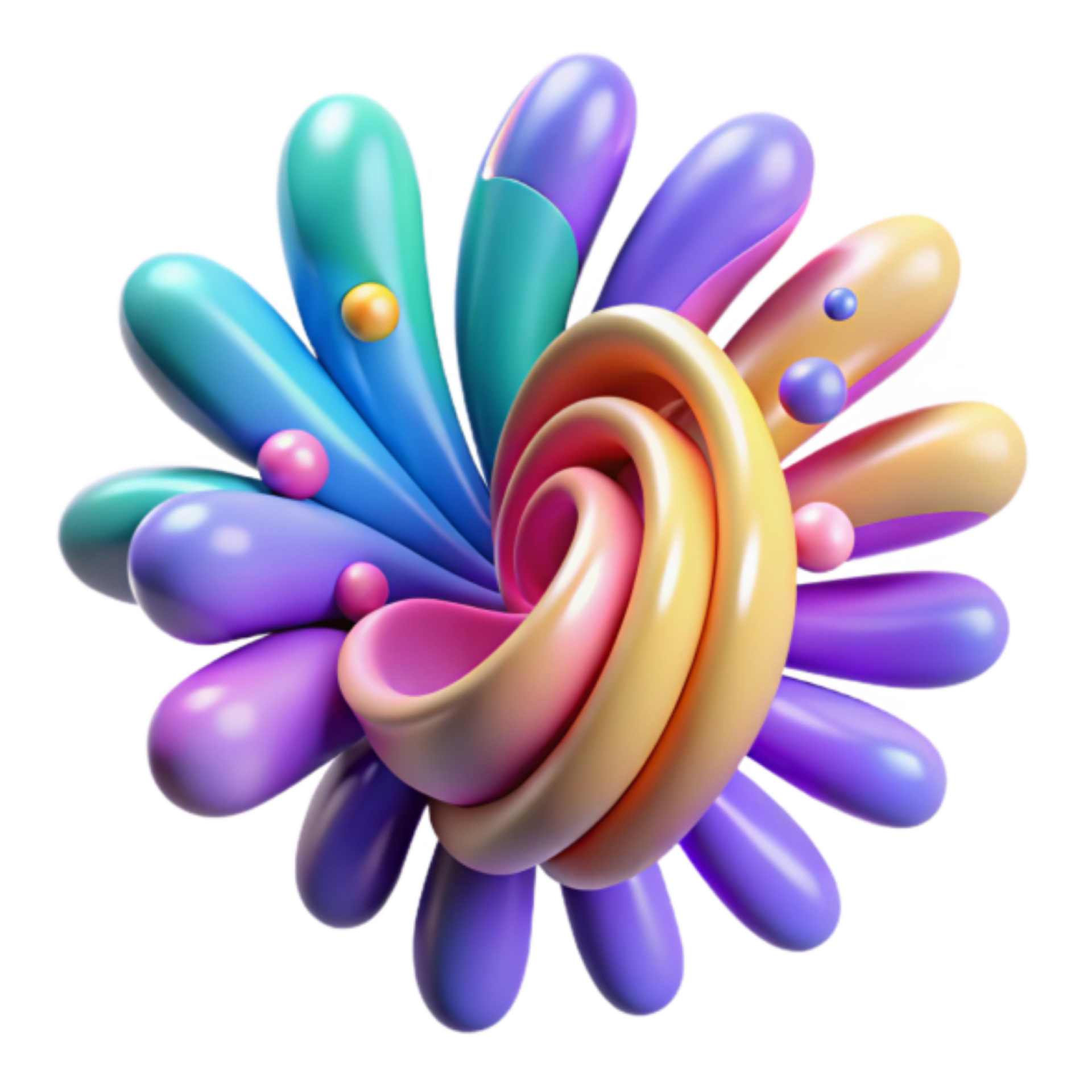 Abstract 3d Render Colorful Swirls And Spheres Graphic Design Element