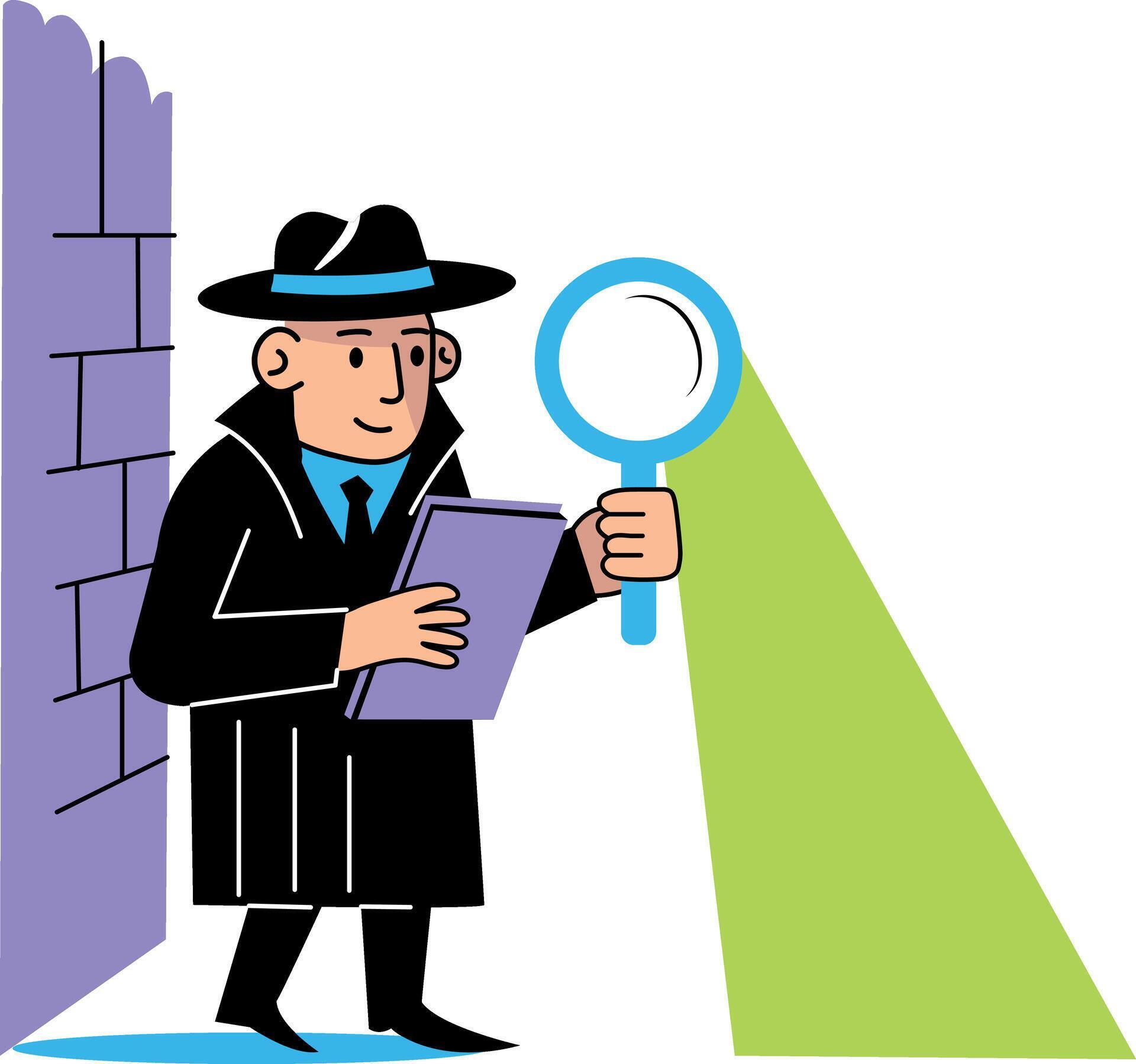 Secret investigator finding clues, flat style illustration 55722257 Vector Art at Vecteezy