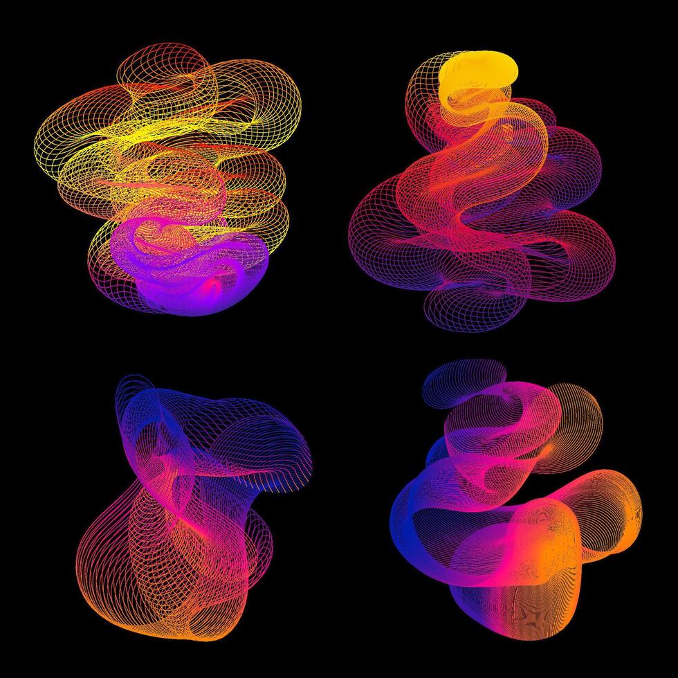 Set Collection Of Abstract Linear Objects Design Element For Websites Banners Flyers