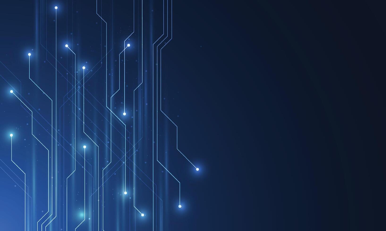 Abstract blue glowing line technology circuit board background design. Communication dot and ...