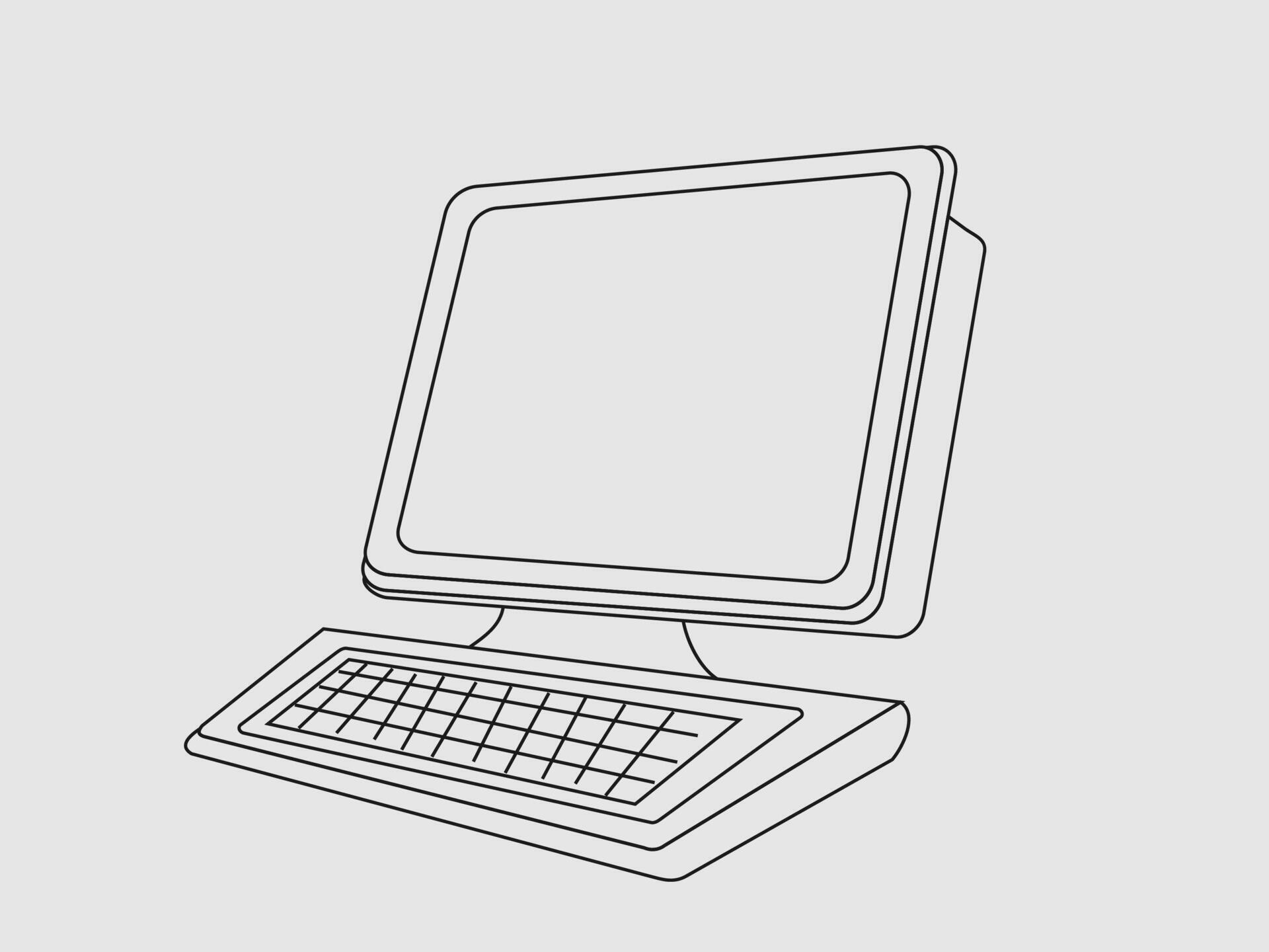 The image shows a classic desktop computer setup 55732632 Vector Art at ...