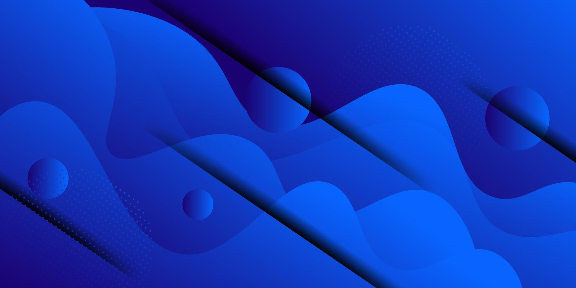 Abstract dark blue gradient wave background with simple shape elements. Colorful blue design ...