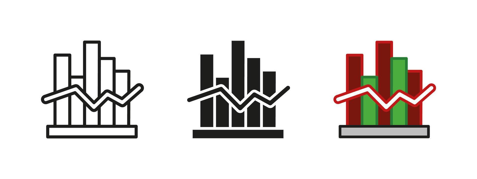 Financial chart trend icon. Stock and market statistic. Negative ...