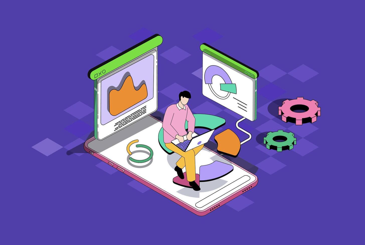 Data Analysis Web Concept In 3d Isometric Graphic Design Isometry