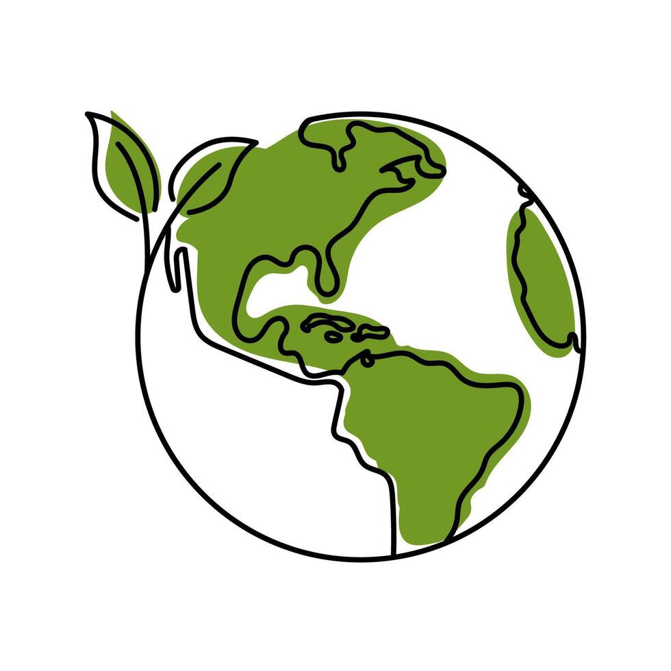 Green Earth Line Art Green Leaf Logo For Earth Day, Arbor Day Isolated ... Green Earth Line Art Green Leaf Logo For Earth Day, Arbor Day Isolated ...