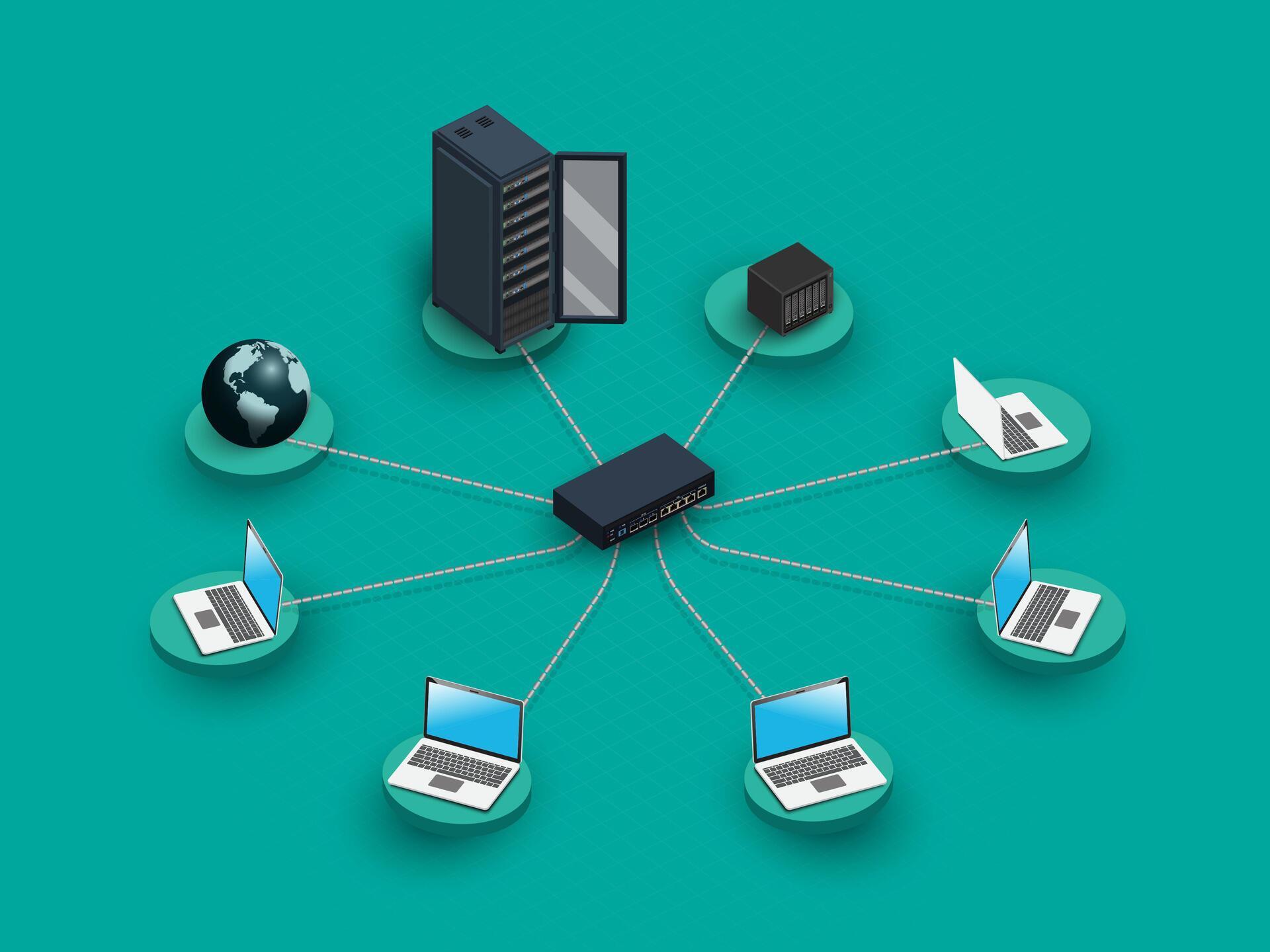 3d Computer Network Diagram Realistic Cloud Computing Big Data Server