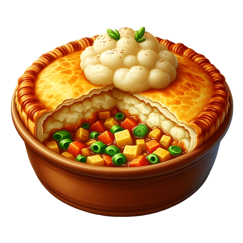 A Pot Of Chicken Pot Pie With Vegetables 55742274 Png