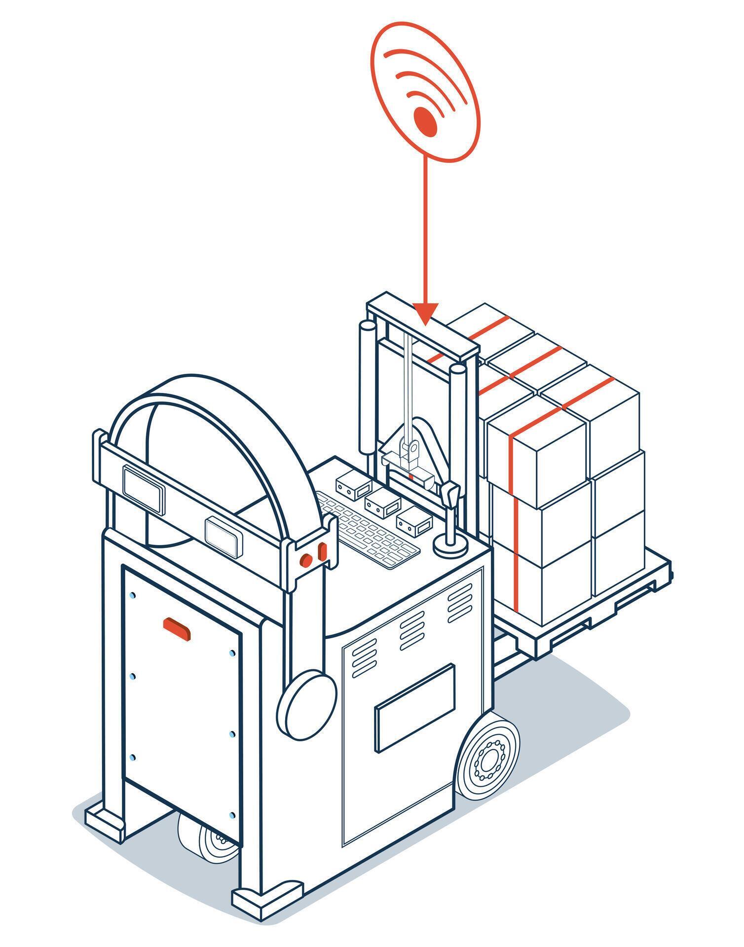 3d Isometric Agv Robot Automated Guided Vehicle A Driverless Robot That Moves Materials Around
