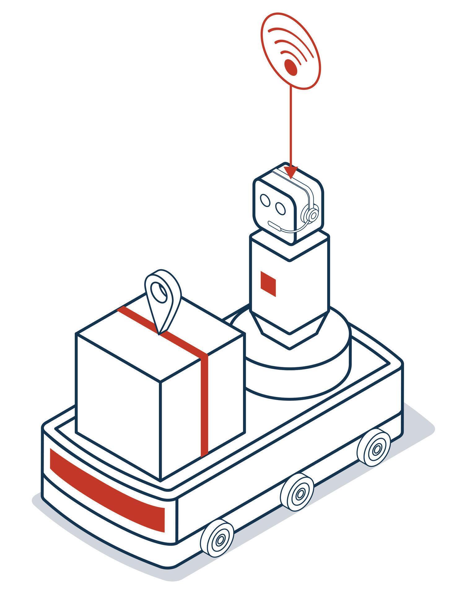 3d Isometric Agv Robot Or Automated Guided Vehicle A Driverless Robot That Moves Materials