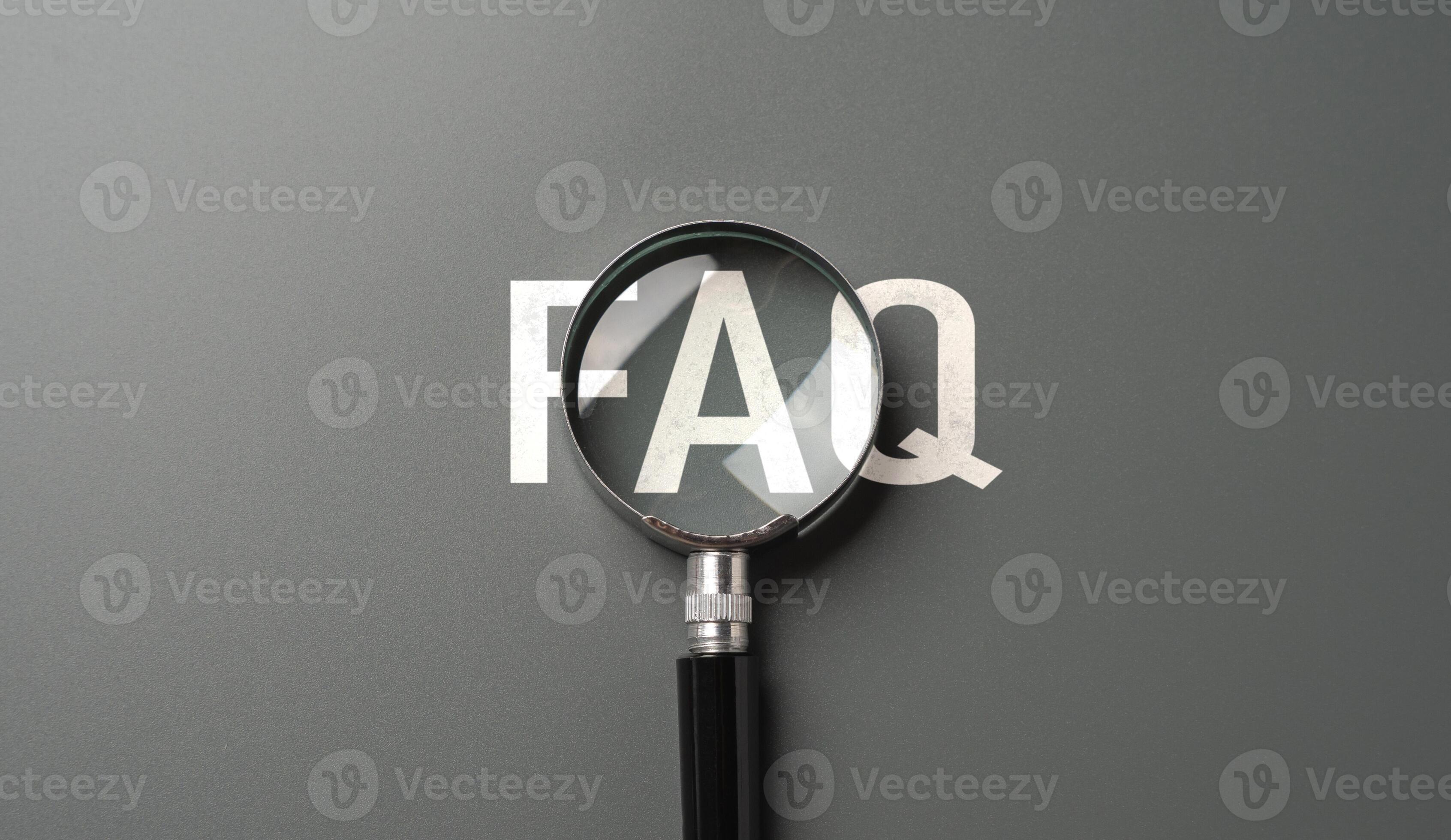FAQ and magnifying glass. Frequently asked questions. Topic navigation. Simplify complexities ...