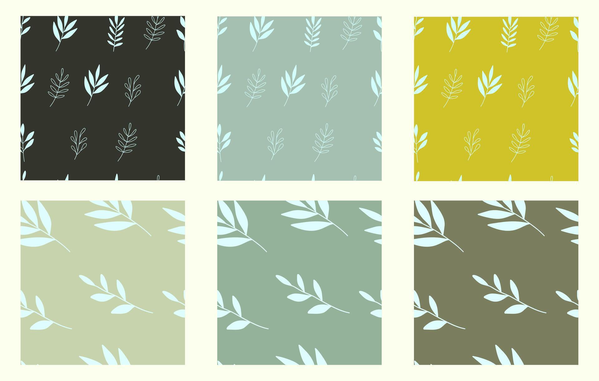 Set of abstract patterns. Seamless pattern with leaves and branches ...