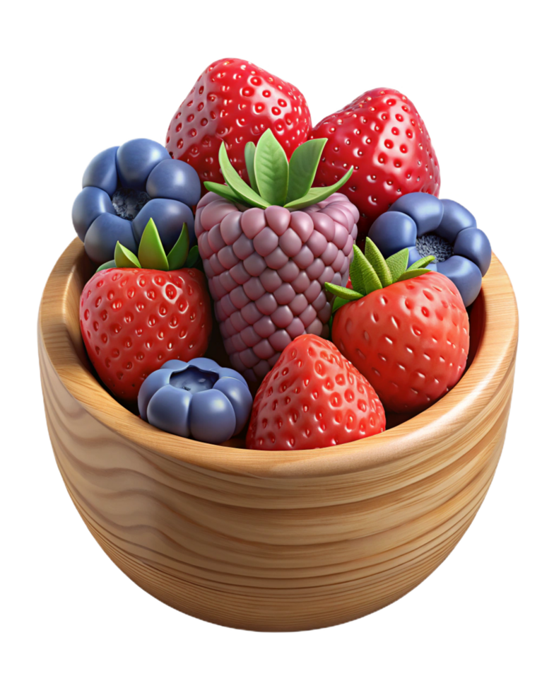 Berry selection in a rustic wooden bowl 55767801 PNG