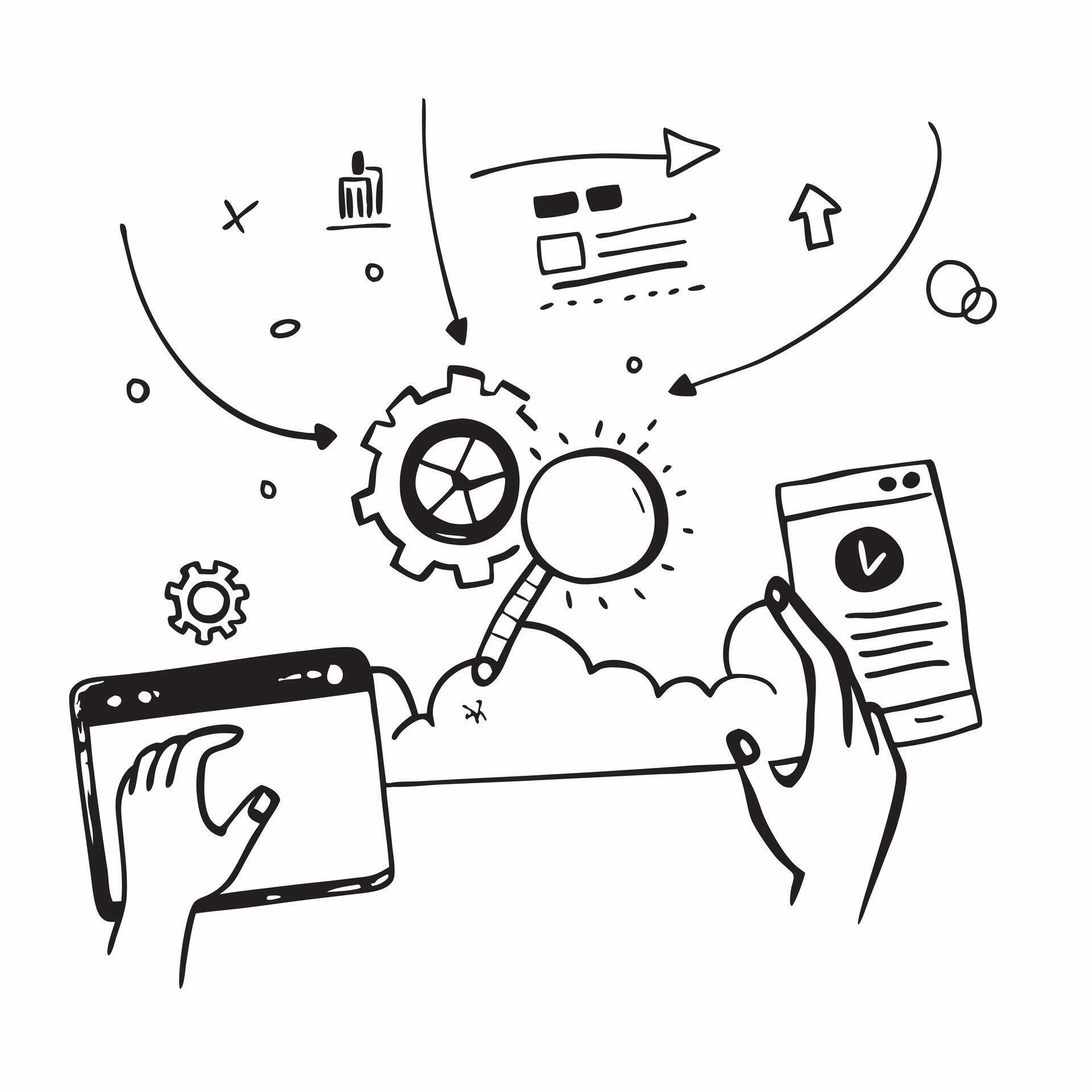 Cloud computing with DevOps integration and development symbols concept ...