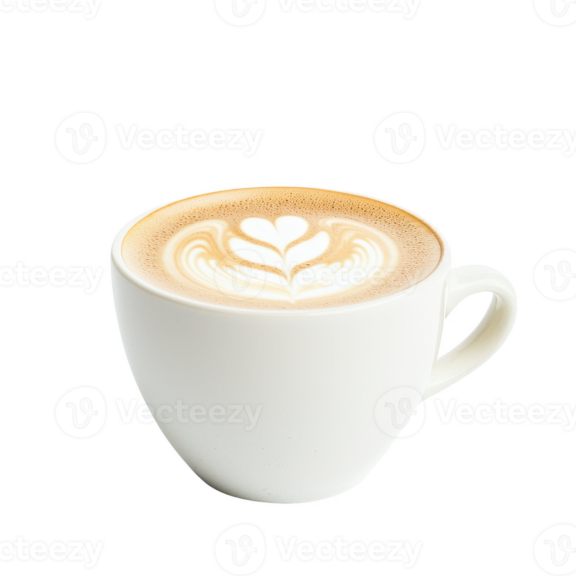 Delicious latte art in a white cup, perfect for coffee lovers. 55774035 PNG
