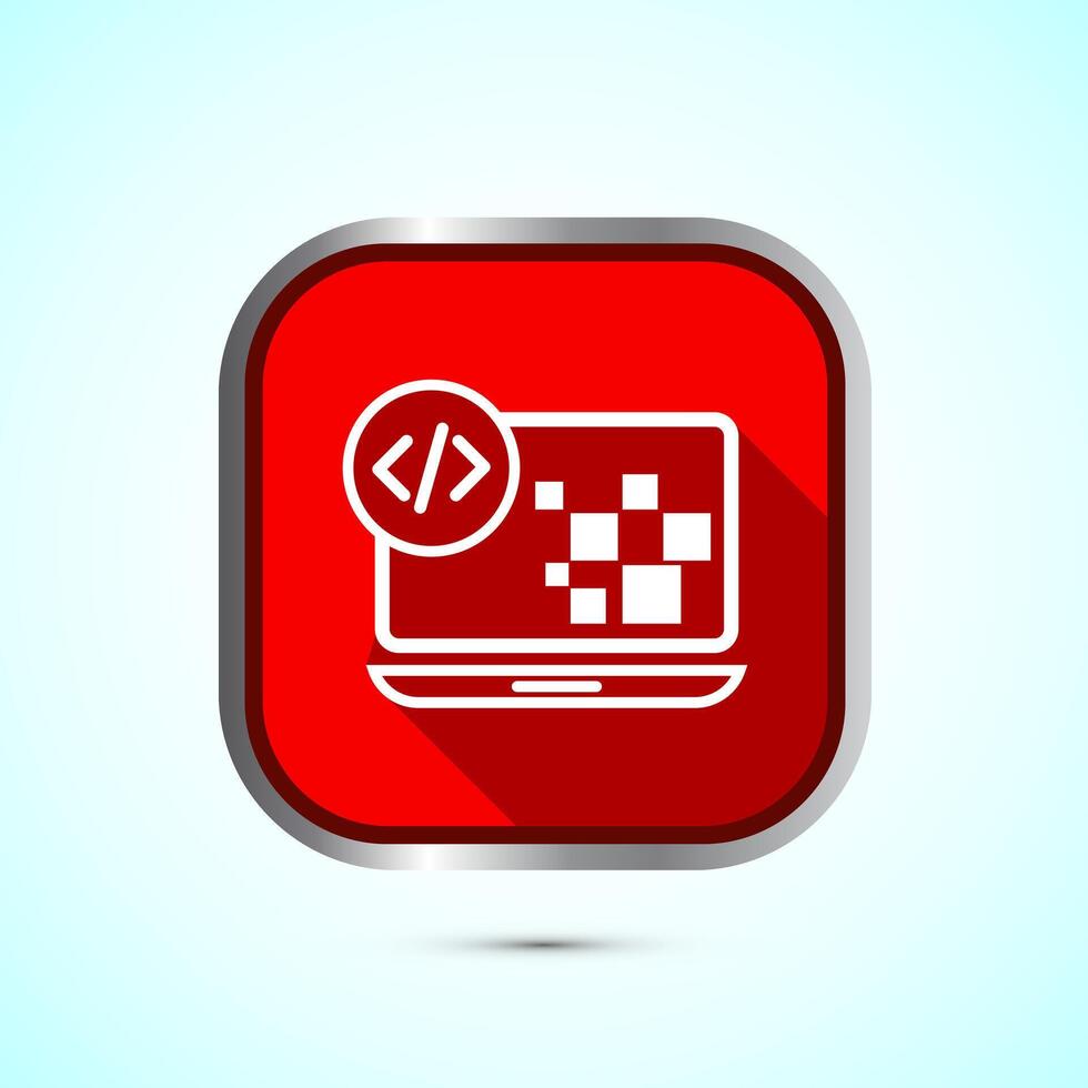 Coding Icon Design Illustration Web Development Icon Red Shadow