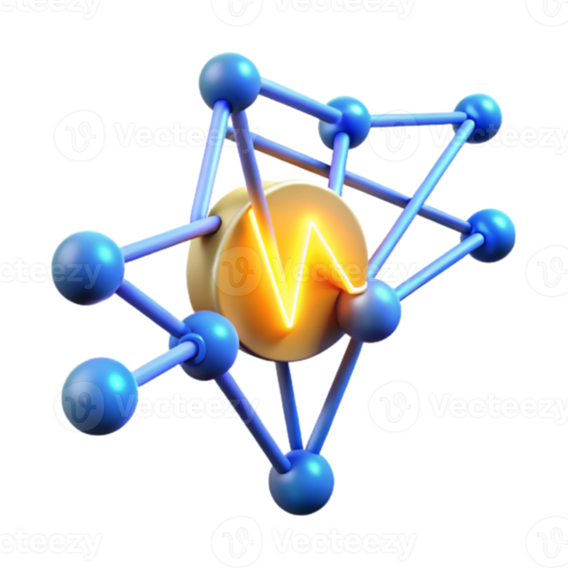 Render Of Abstract Network Structure With Glowing Symbol 55776312 Png