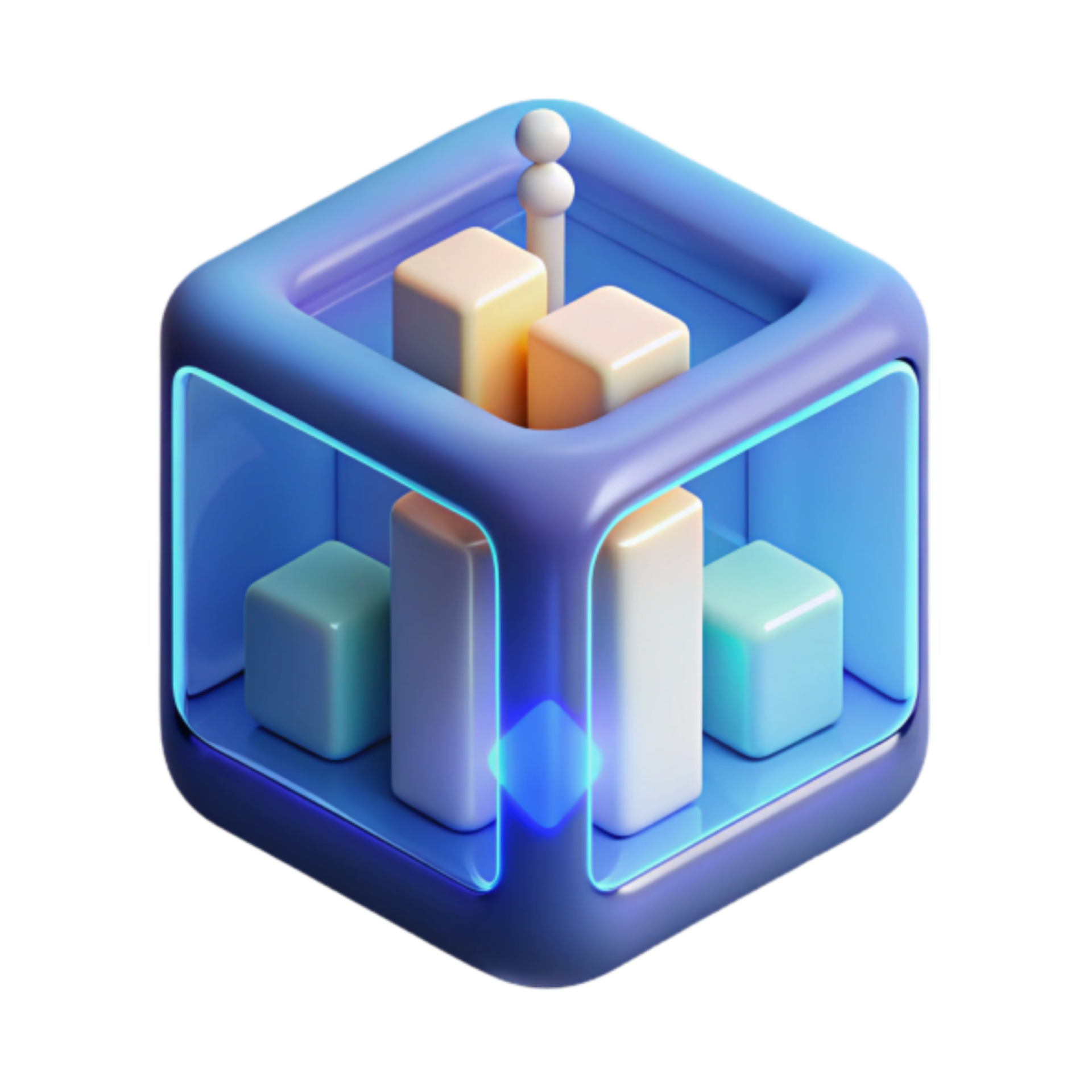 Render Cube Abstract Background, Data Visualization, Neon Glow ...