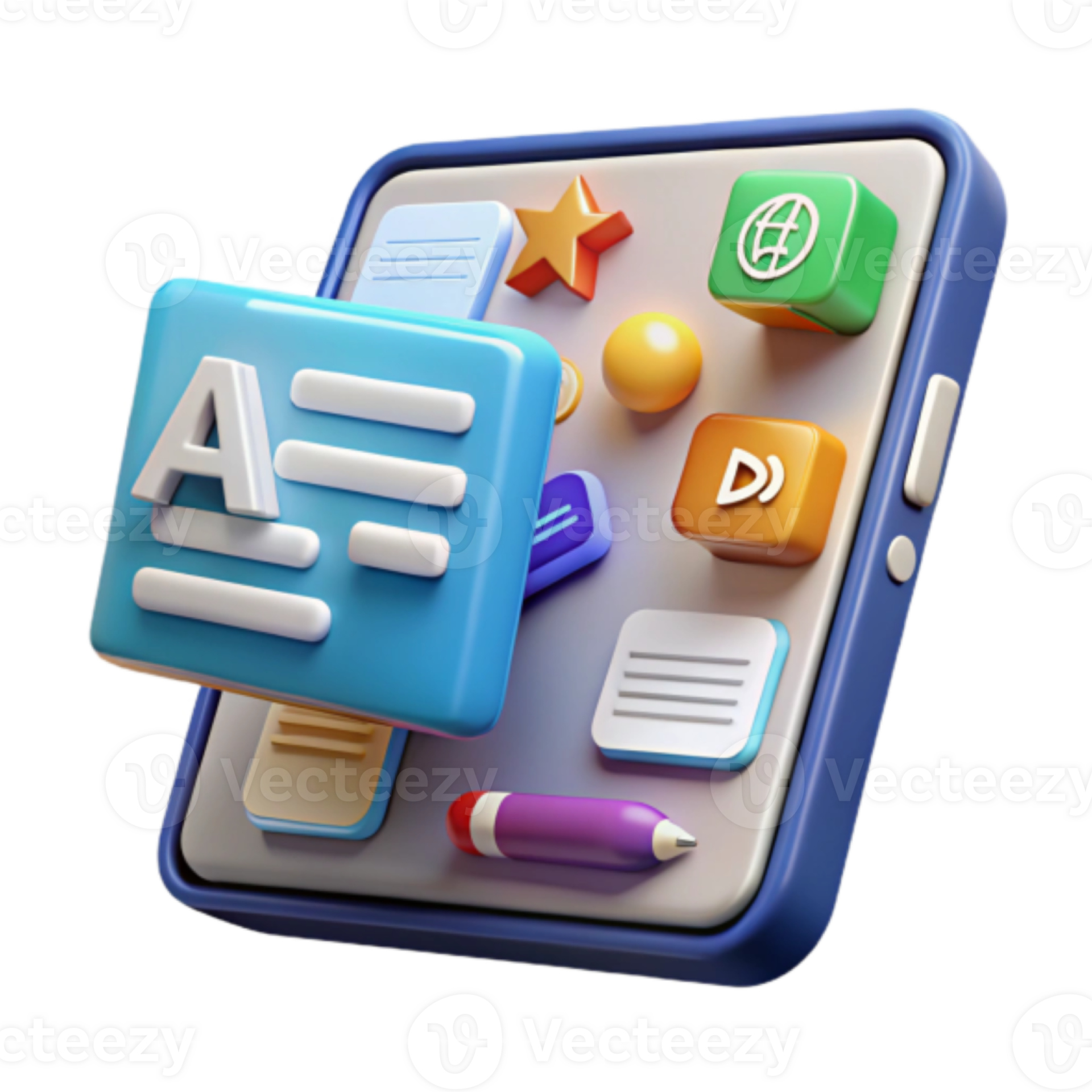 Illustration Mobile App Interface Design With Document Icon Pencil