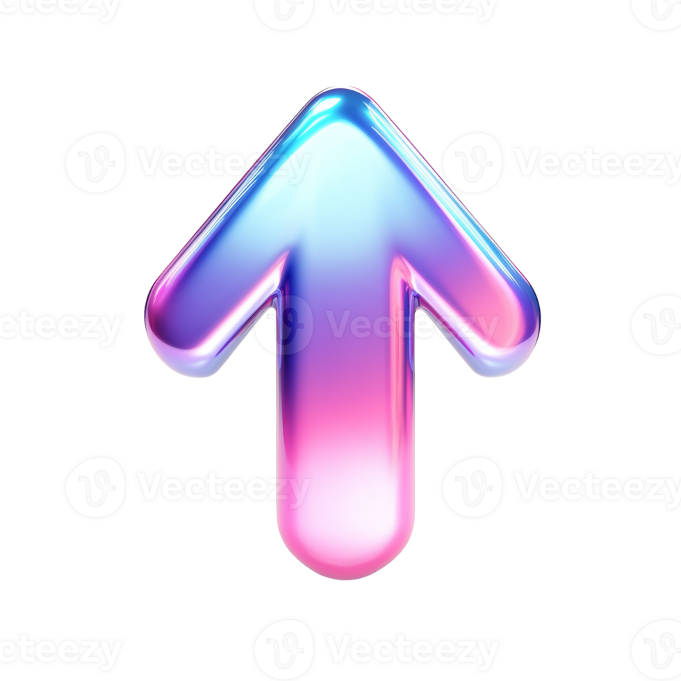 Iridescent Upward Arrow Three Dimensional Render 55778662 Png