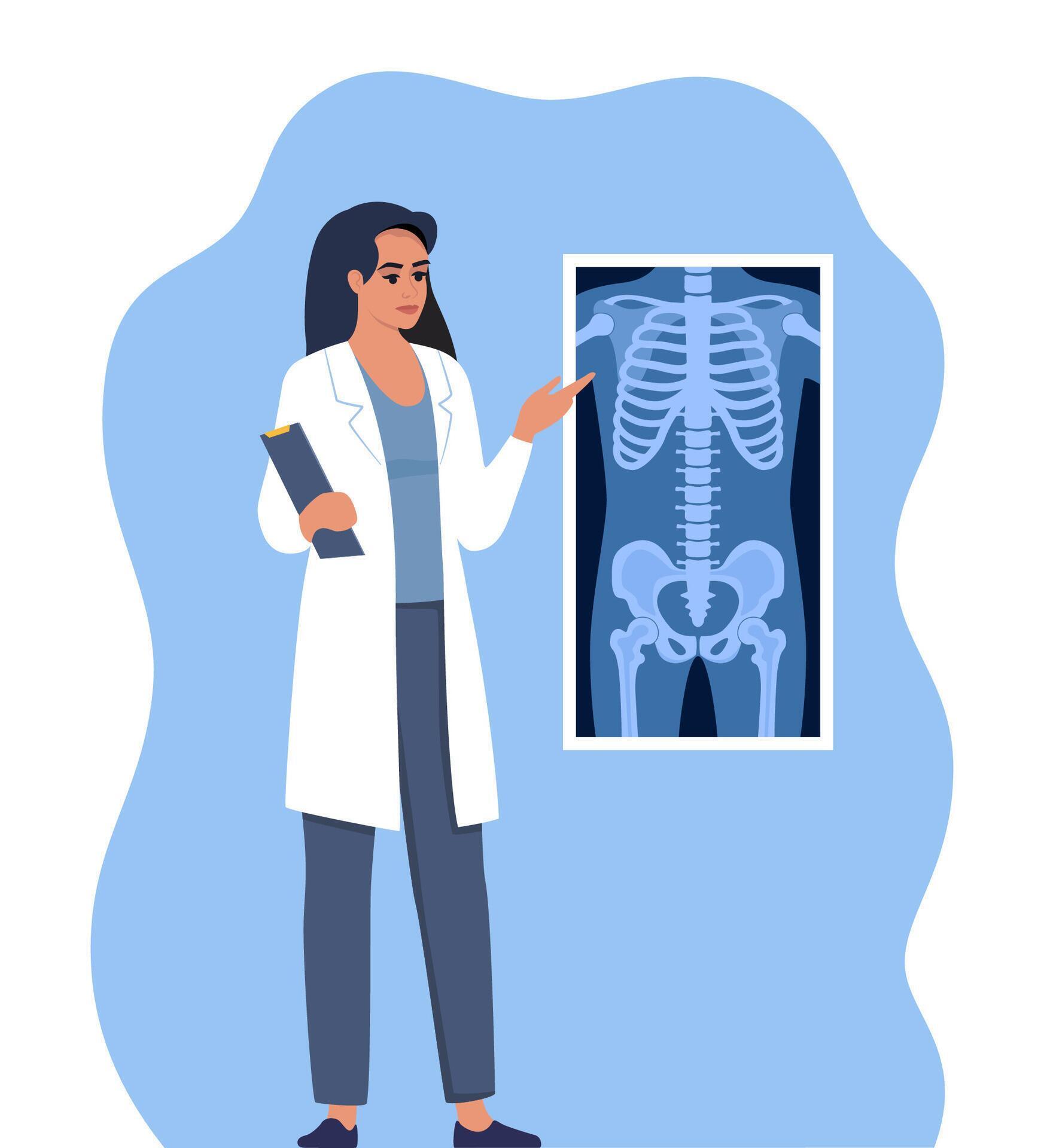 Doctor presenting human xray shot, gives a training lecture about ...