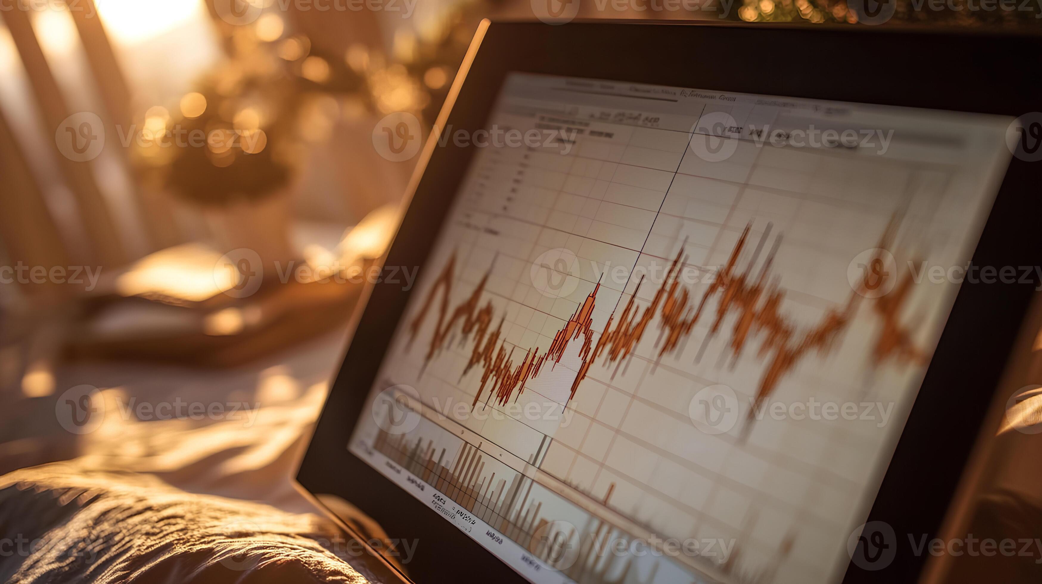 A Close Up View Of A Computer Monitor Displaying A Stock Market Or Forex Trading Chart