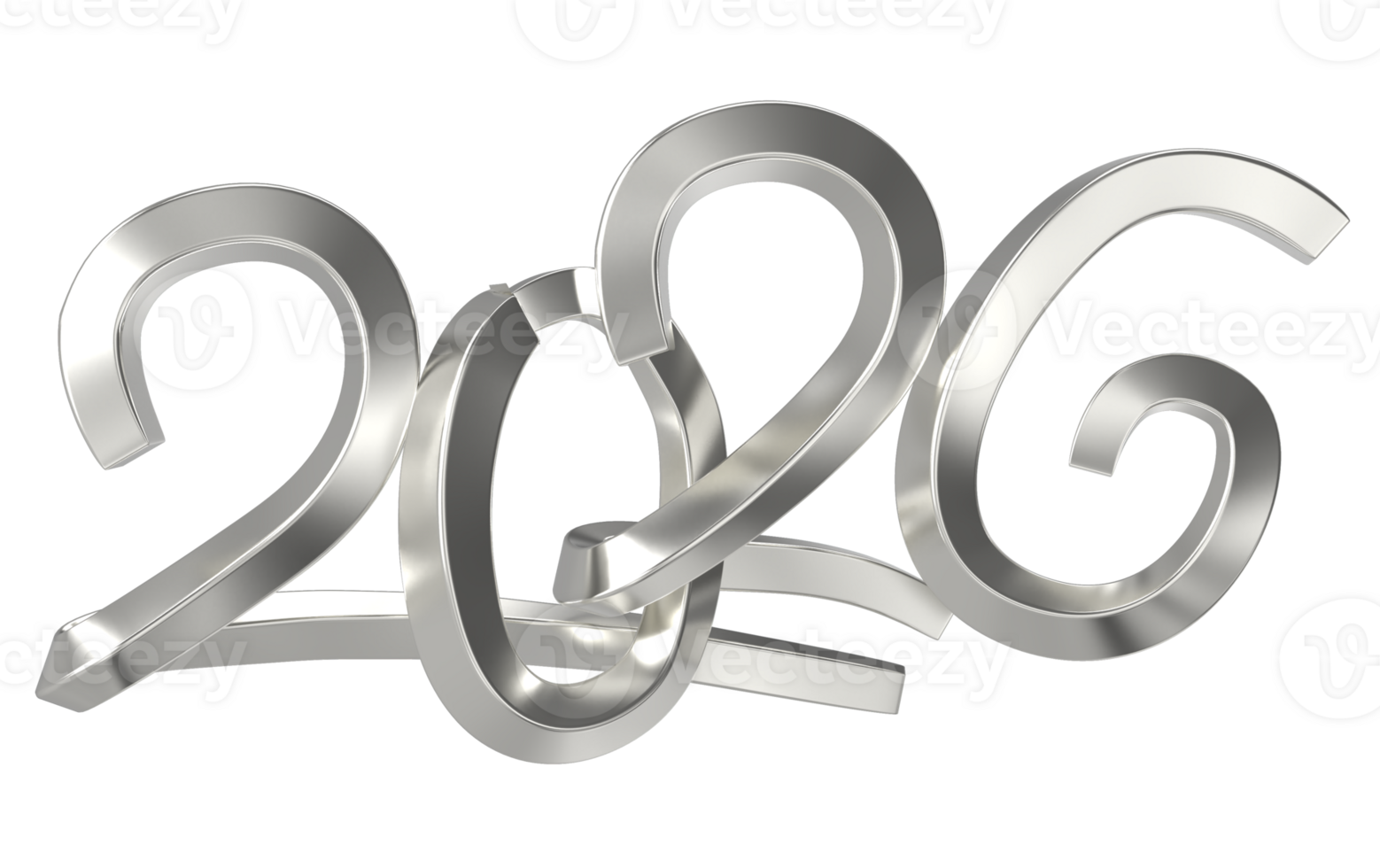 2026 nuevo año plata 3d hacer 55794030 PNG