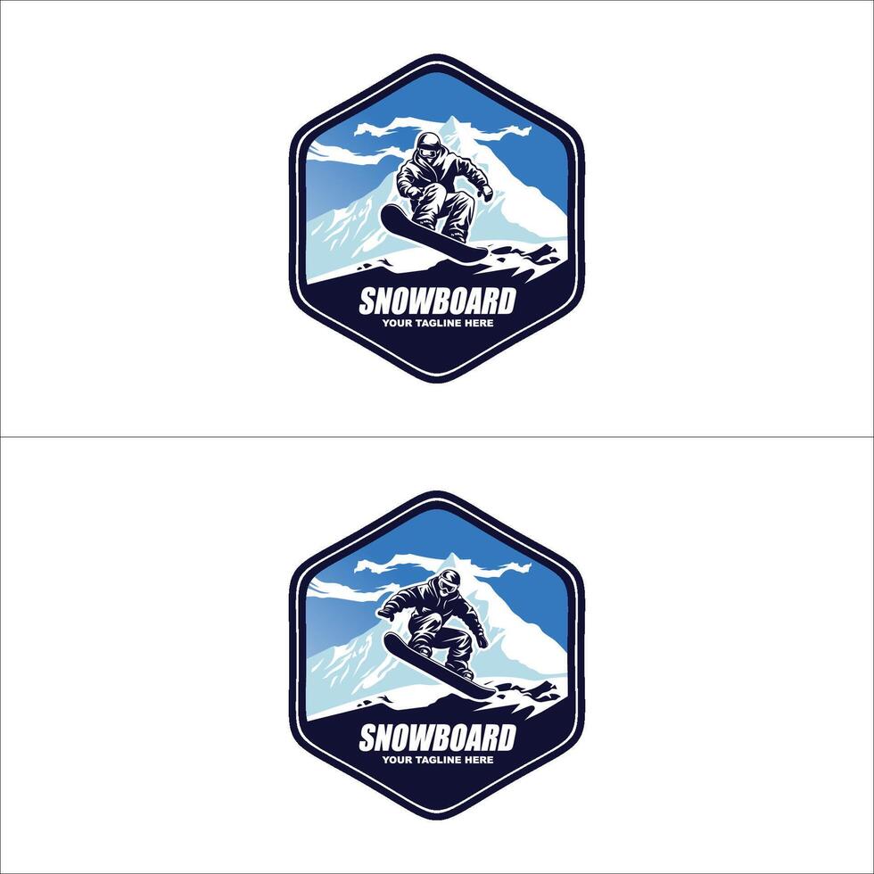 Snowboard logo set - illustration, emblem design on white background ...