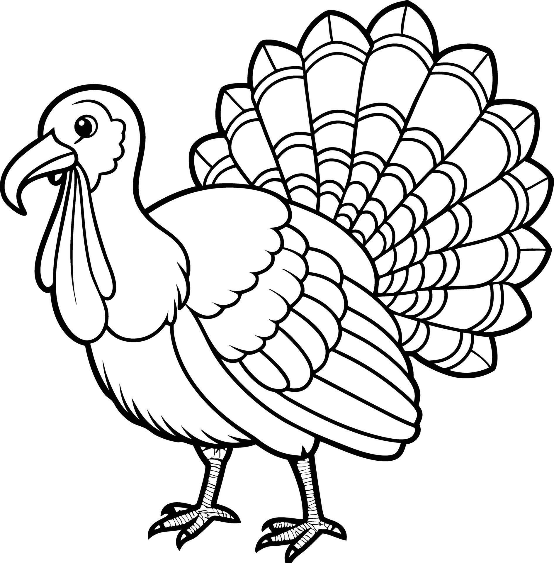 Thanksgiving turkey line art for coloring pages 55810907 Vector Art at ...