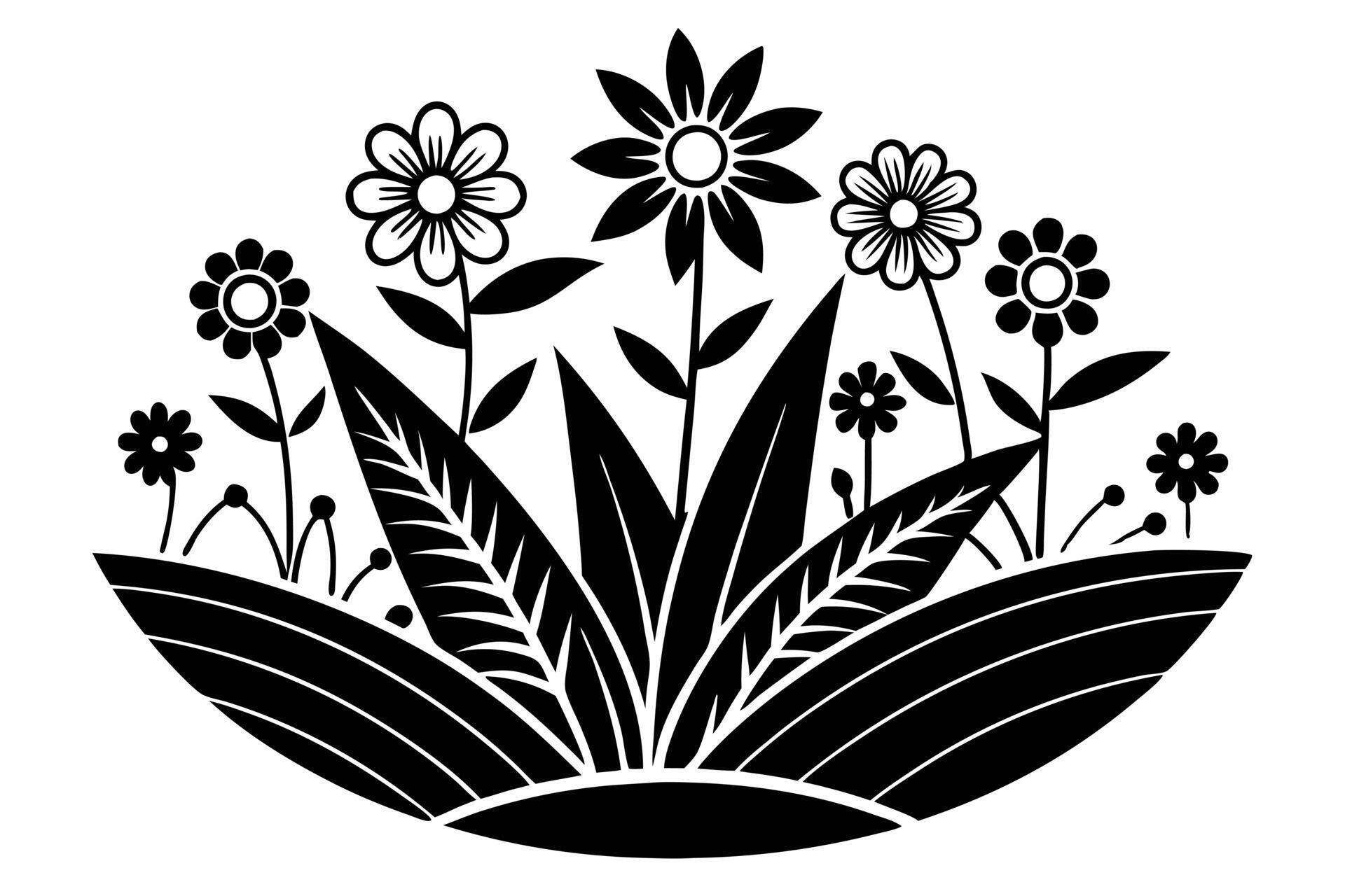 Black and white floral garden graphic design 55829860 Vector Art at ...