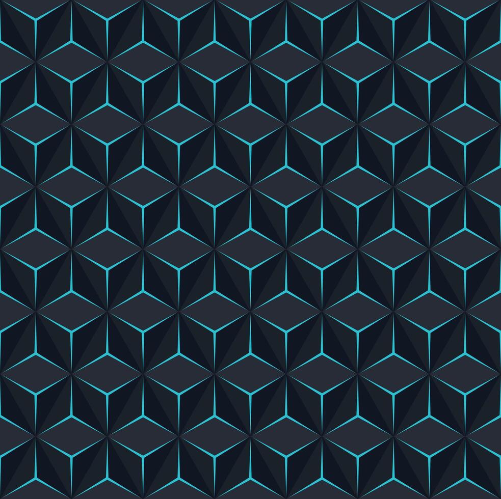 Dark blue hexagonal 3D pattern with glowing edges, creating a futuristic and visually complex ...