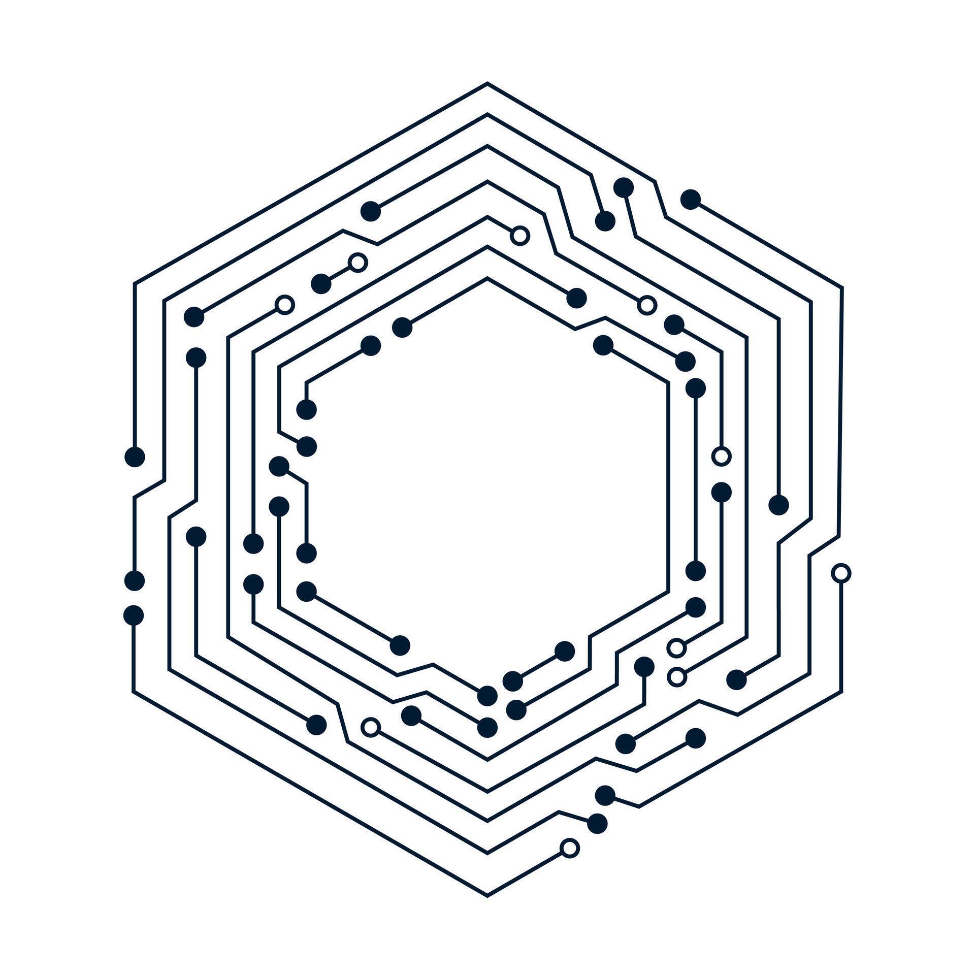 Hexagonal Circuit Board. Blockchain Structure. High-Tech Abstract Digital Connection System ...