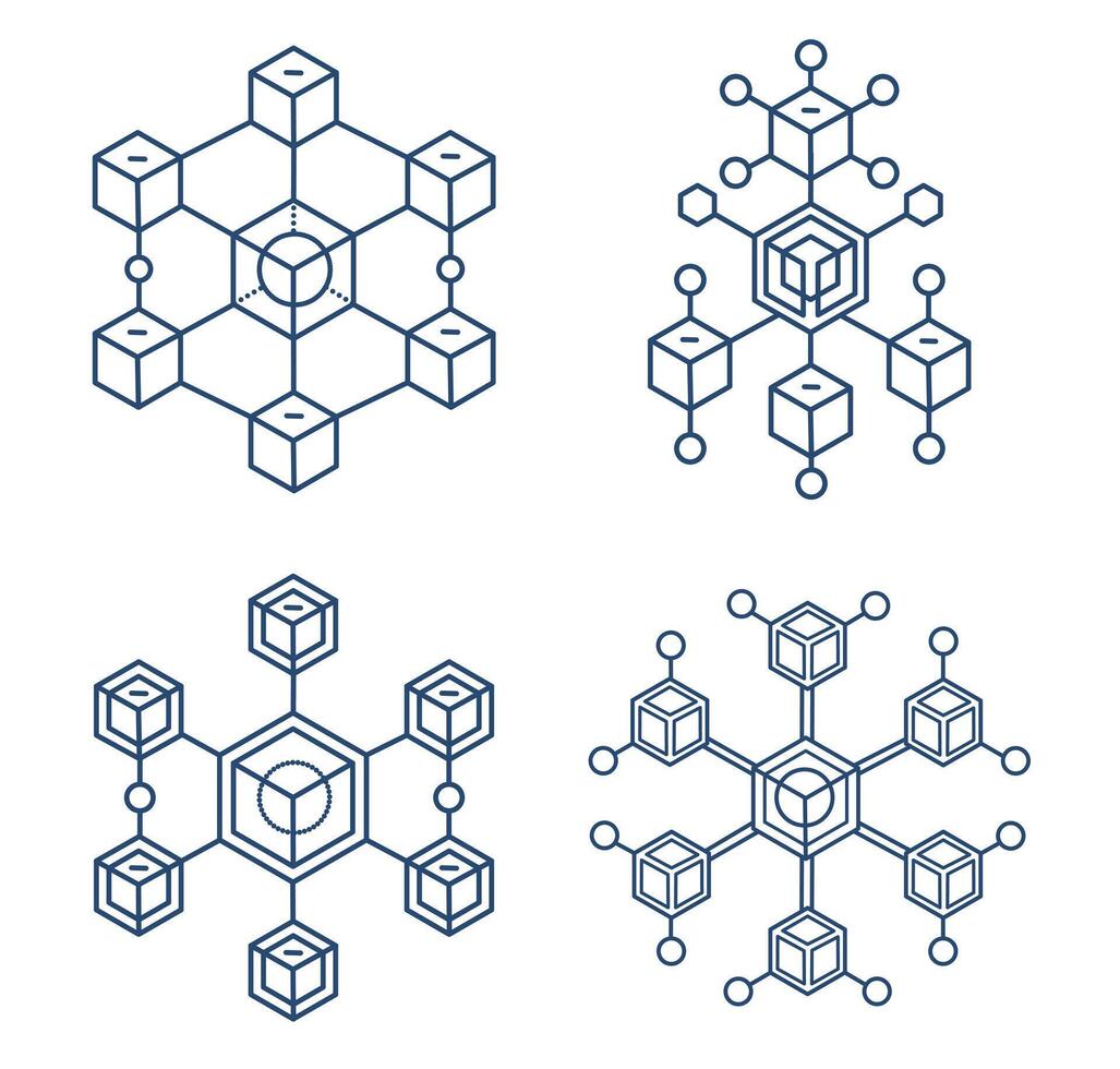 Blockchain Network Abstract Geometric Digital Connections In 3d