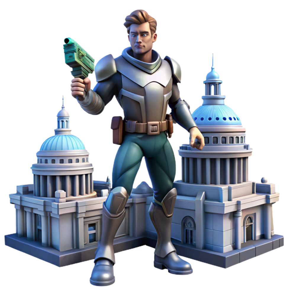 Futuristic City Guardian Protecting Neoclassical Architecture 55851751 Png