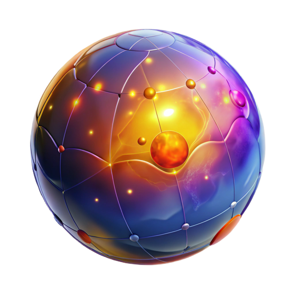 Global Network Visualization Abstract Sphere With Interconnected Nodes And Energy Flow 55852264 Png