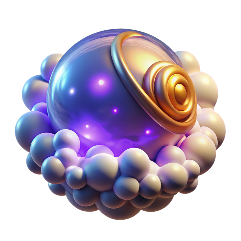 Abstract 3d Render Glowing Orb On Cloud Like Base 55852392 Png