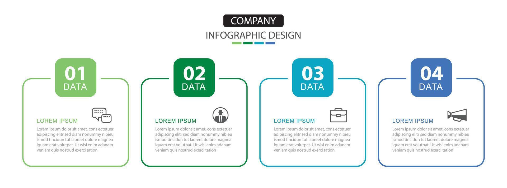 4 data infographics rectangle layout paper template. Illustration ...