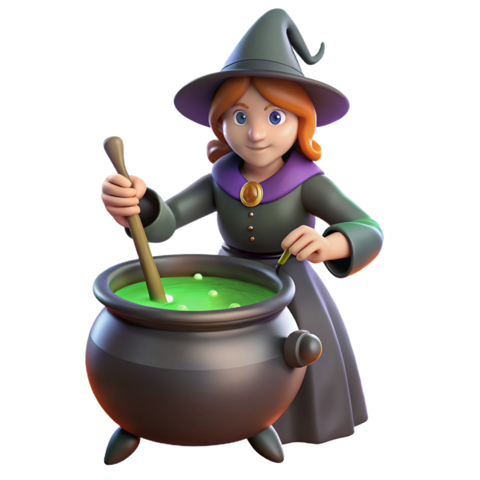 un 3d hacer de un bruja emocionante un caldera de poción 55854780 PNG